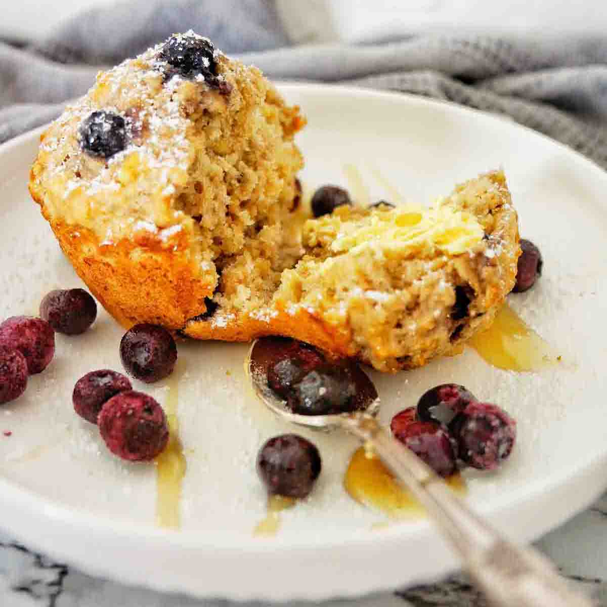 Blueberry Banana Oatmeal Muffins - Sweet Caramel Sunday
