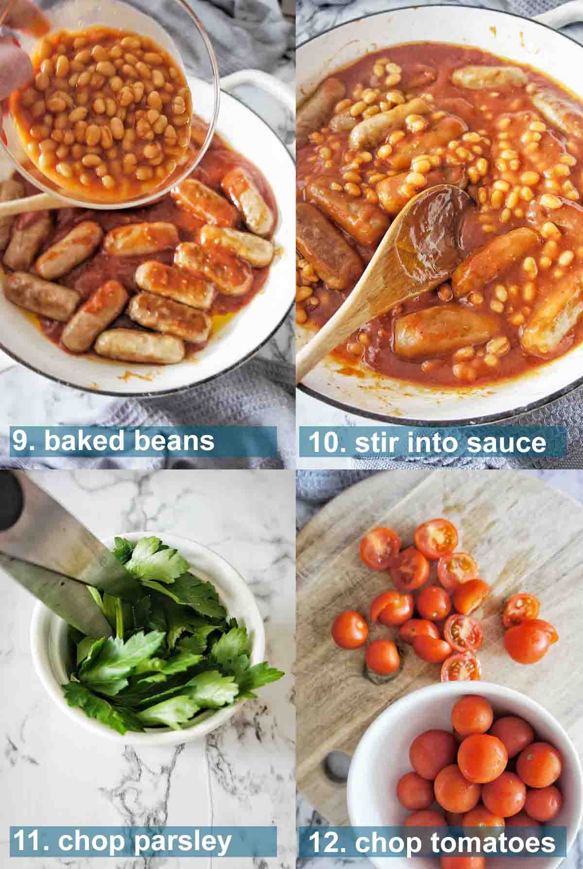 Chipolatas with Baked Beans | Sweet Caramel Sunday