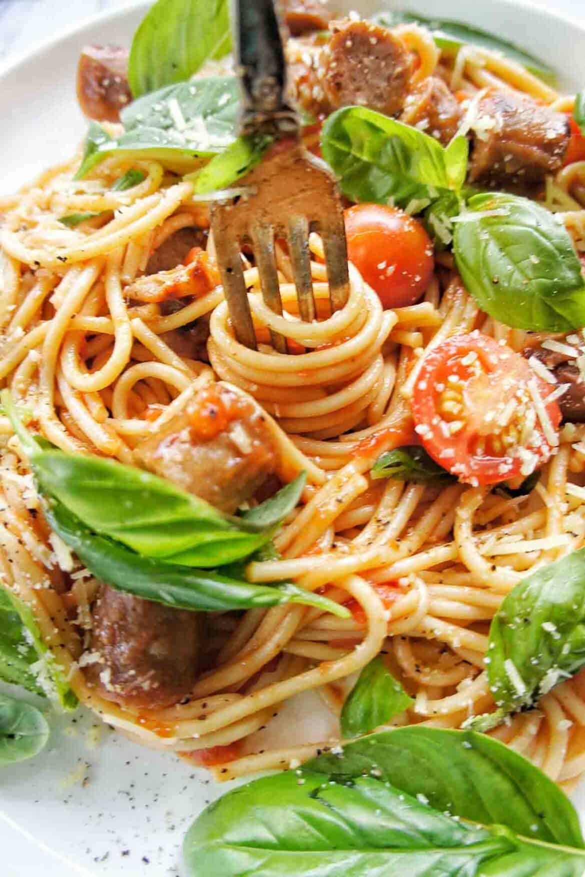 Sausage Spaghetti | Sweet Caramel Sunday