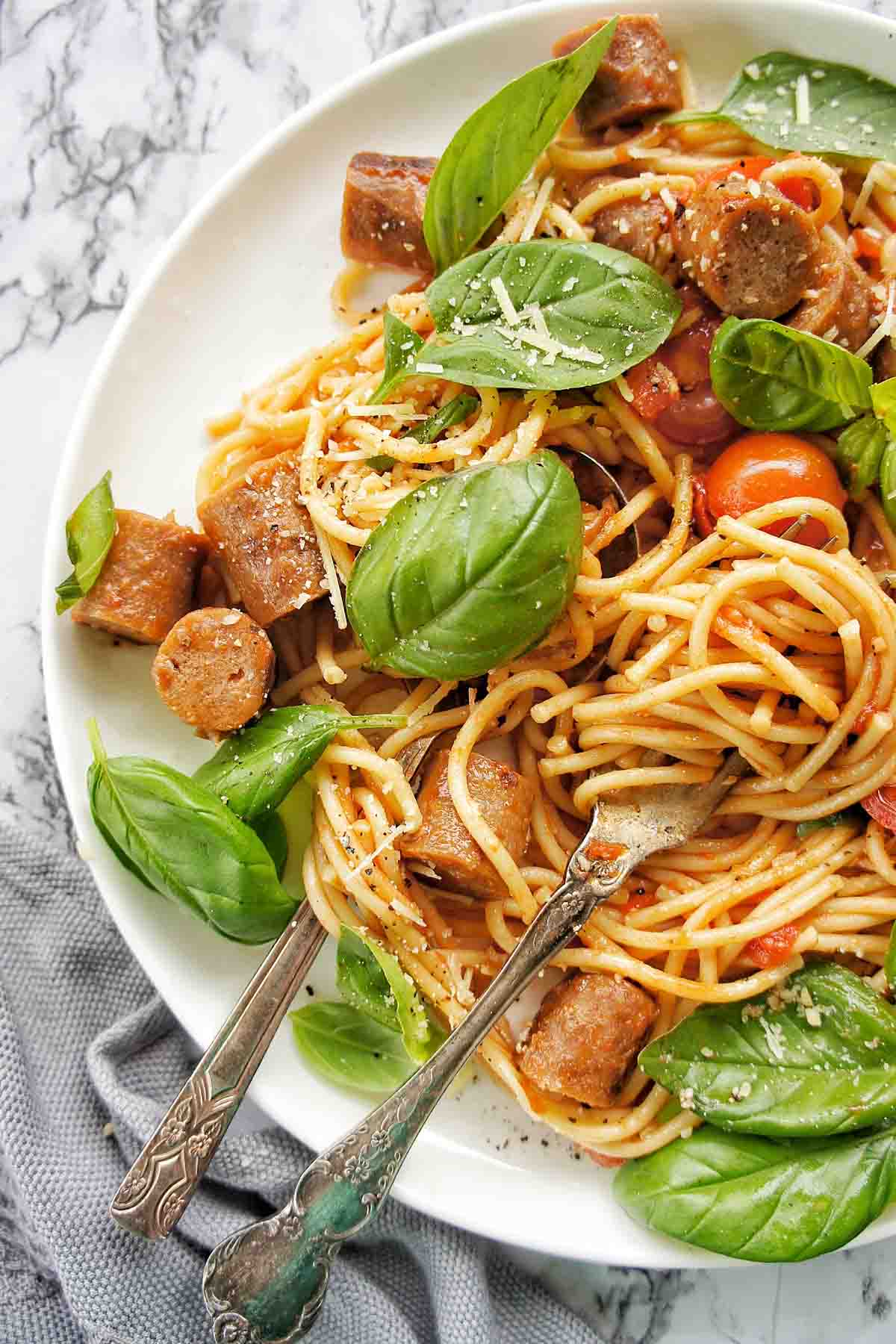 Sausage Spaghetti | Sweet Caramel Sunday